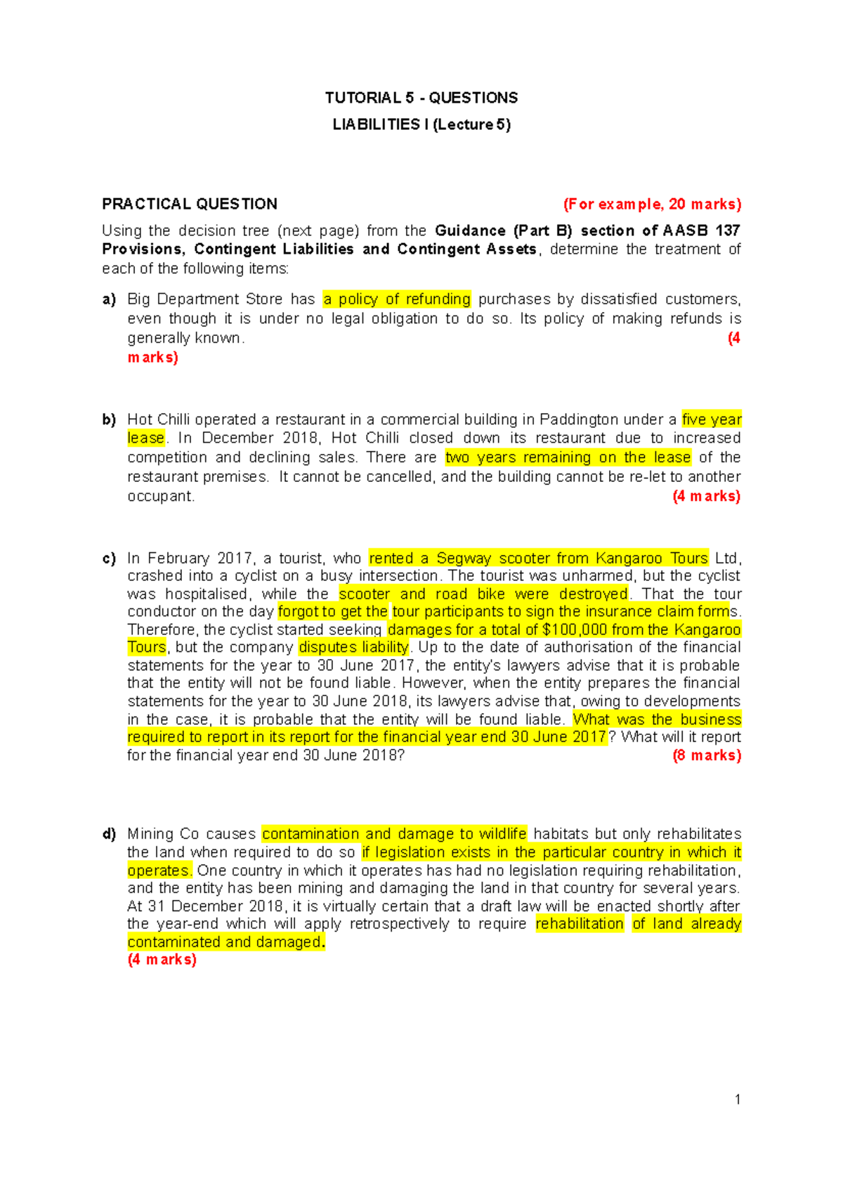 Ayb200 2021 1 L5 Tutorial Questions Tutorial 5 Questions Liabilities I Lecture 5 Practical