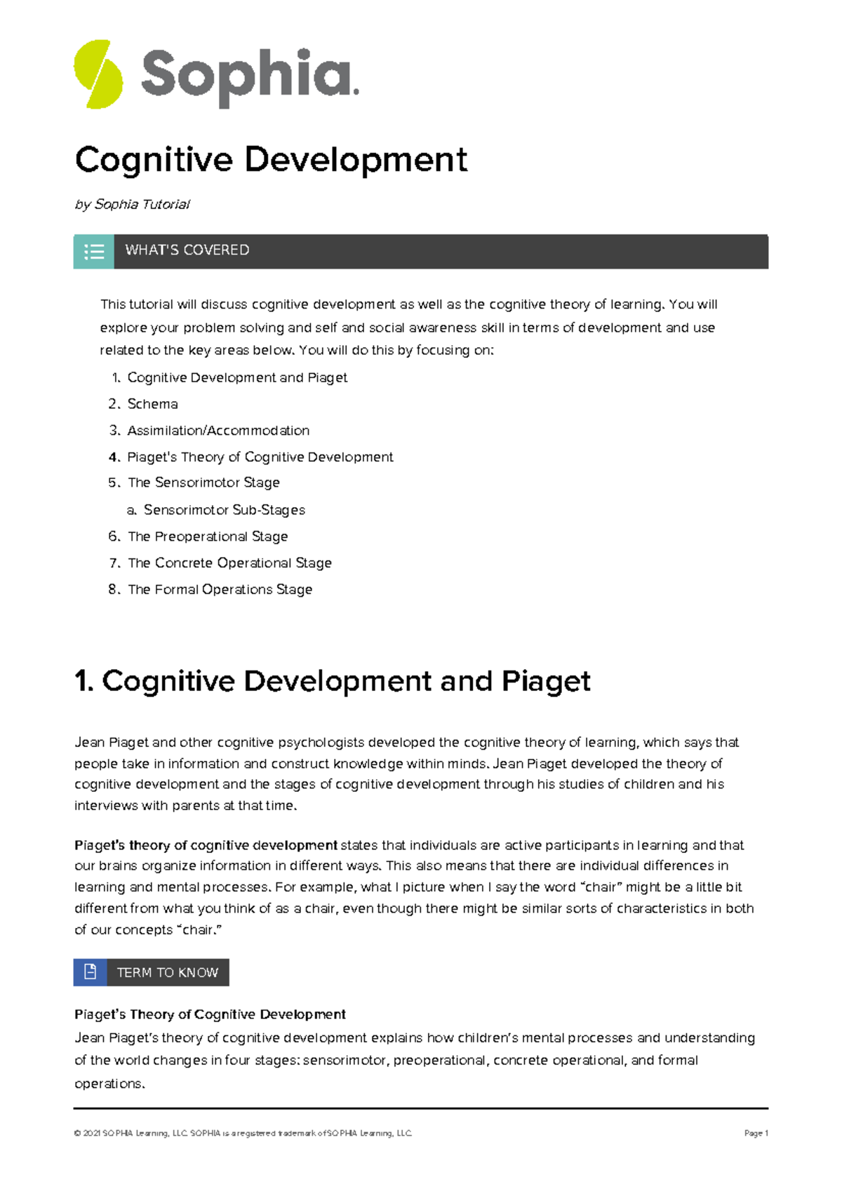 Cognitive-development - Cognitive Development by Sophia Tutorial ú This ...