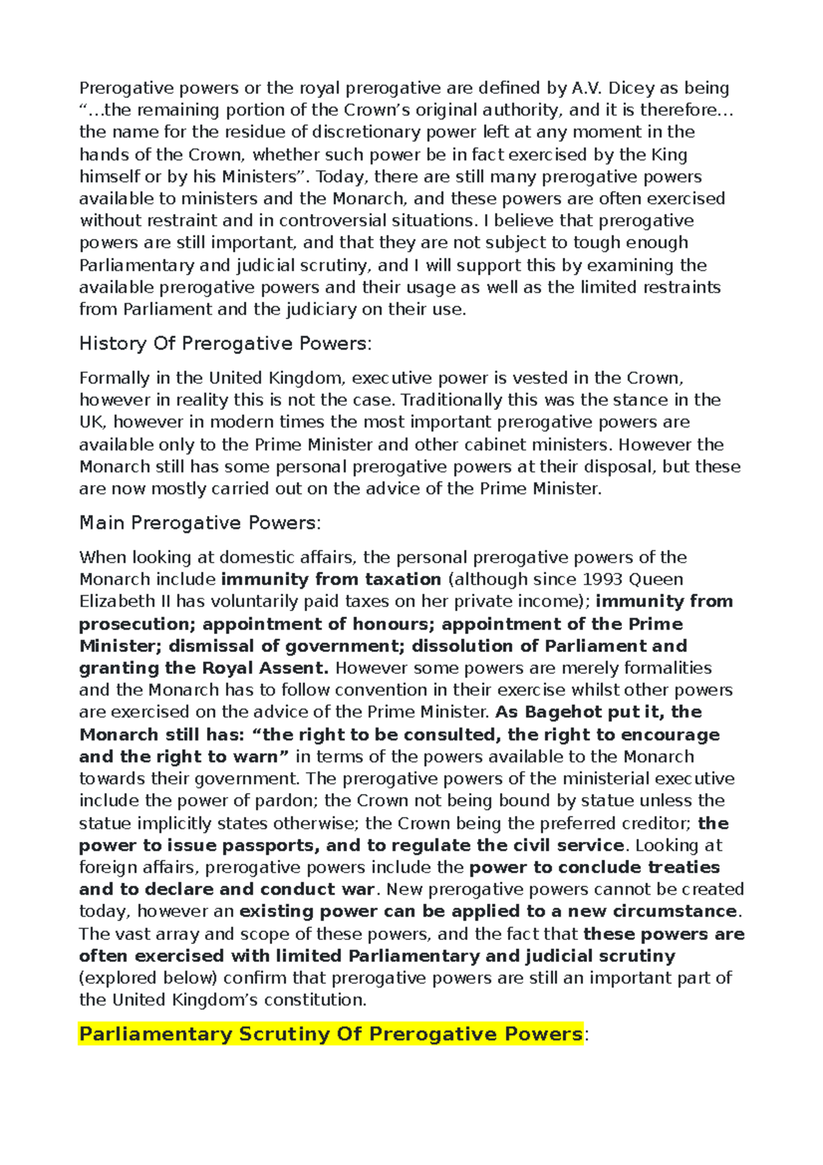 Scrutiny of prerogative powers - Prerogative powers or the royal ...