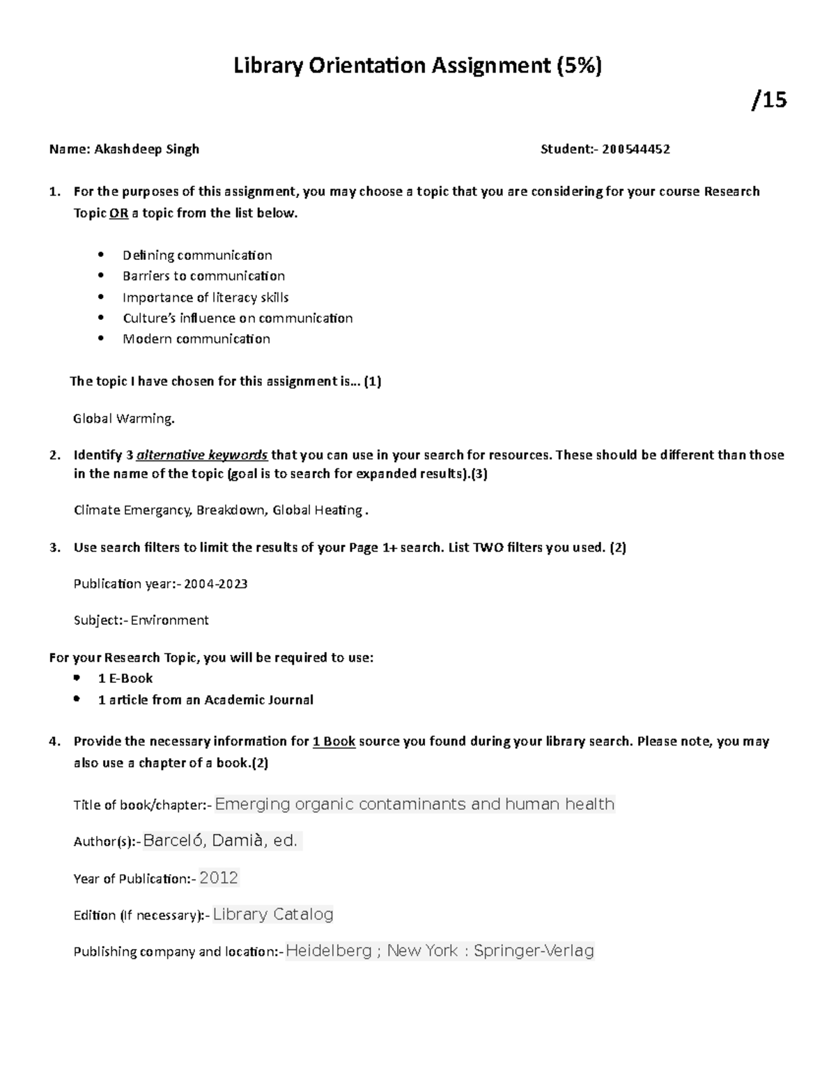 Library Orientation Assignment - F22 - Library Orientation Assignment ...