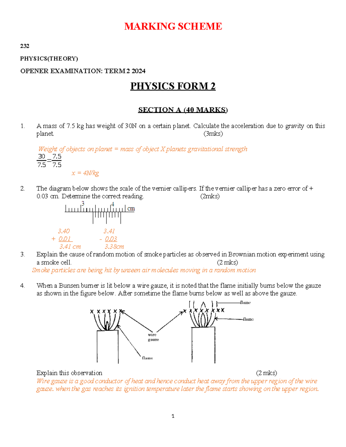 Physics F2 MS - Chemistry - MARKING SCHEME 232 PHYSICS(THEORY) OPENER EXAMINATION: TERM 2 2024 ...