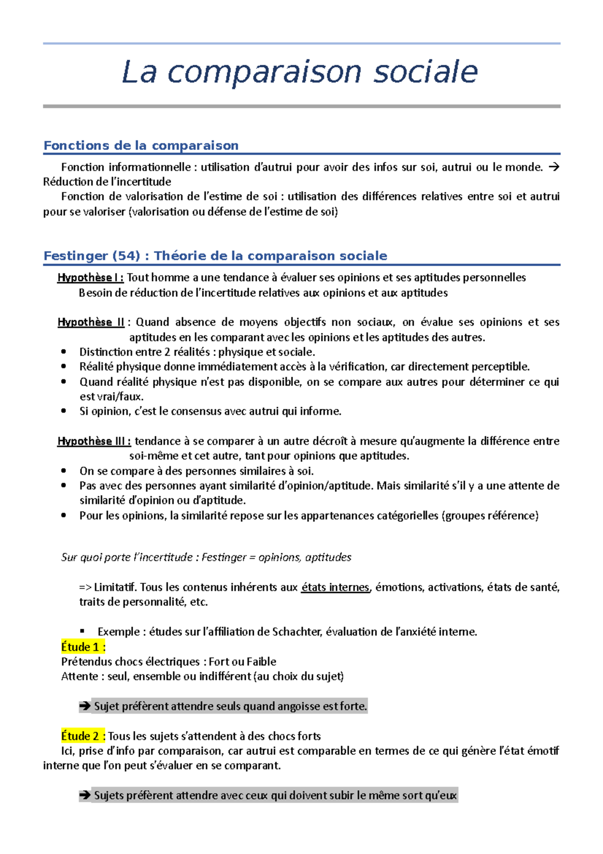 7. La comparaison sociale - La comparaison sociale Fonctions de la ...