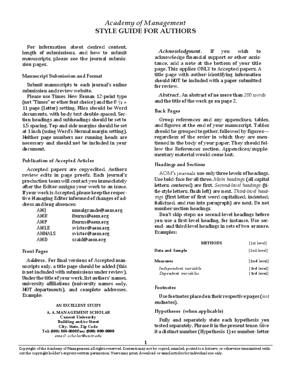 Aom journal style guidea 3b84b773e3649569 a17a05e14cc6eaf - 1 Copyright ...