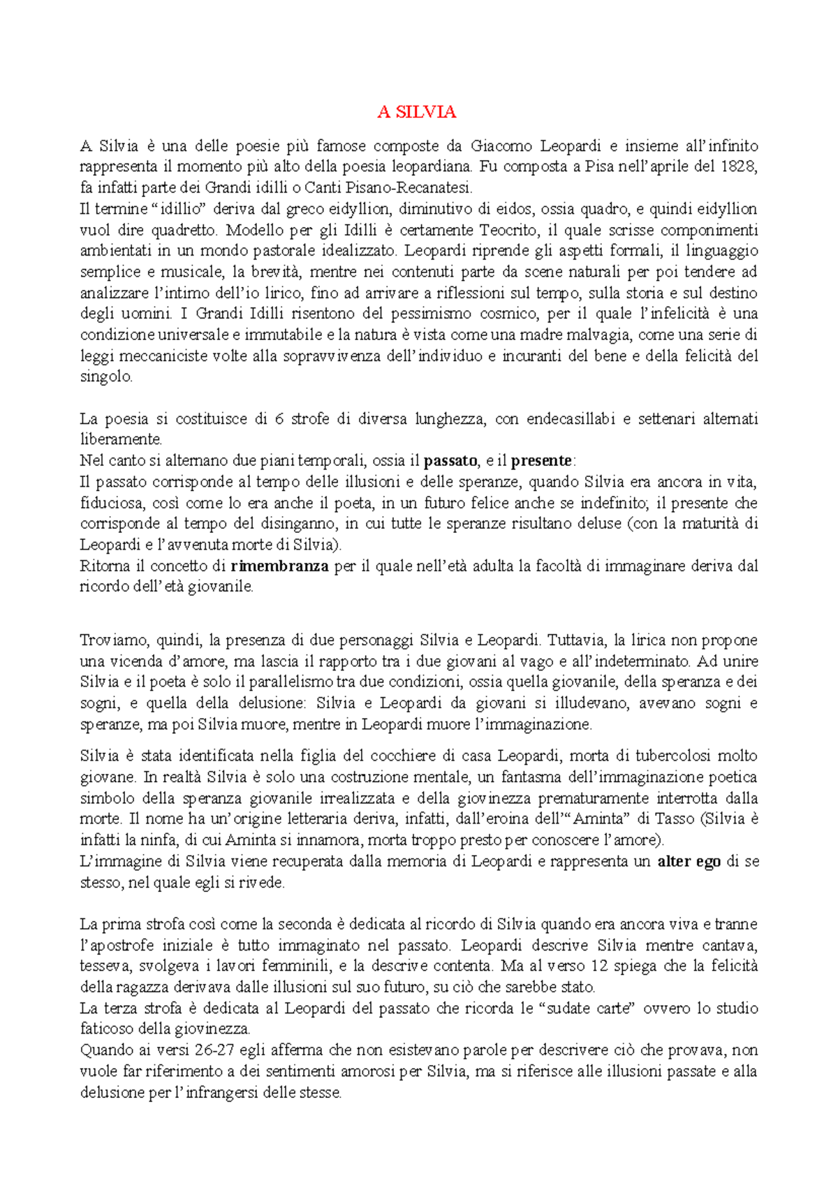 A Silvia Leopardi dcwhbvchef wiendcowie - A SILVIA A Silvia è una delle ...