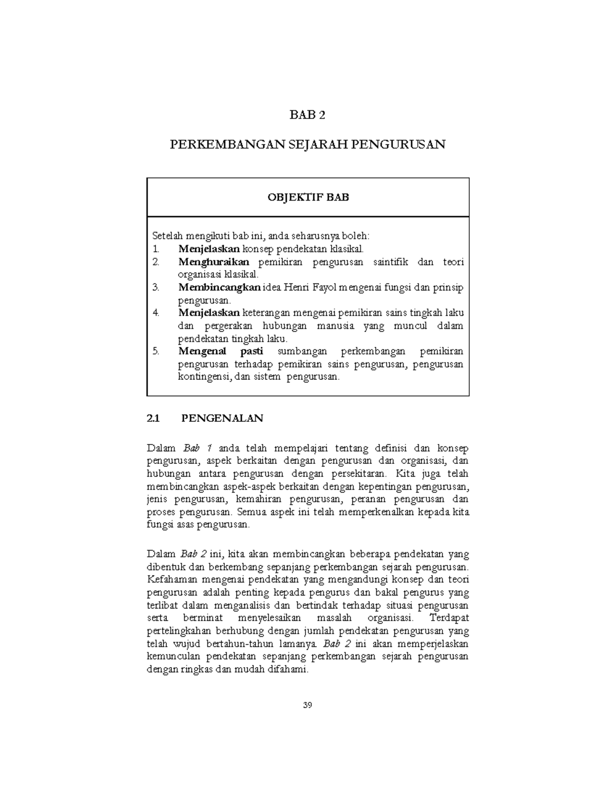 BAB 2 - MODULE - BAB 2 PERKEMBANGAN SEJARAH PENGURUSAN OBJEKTIF BAB ...