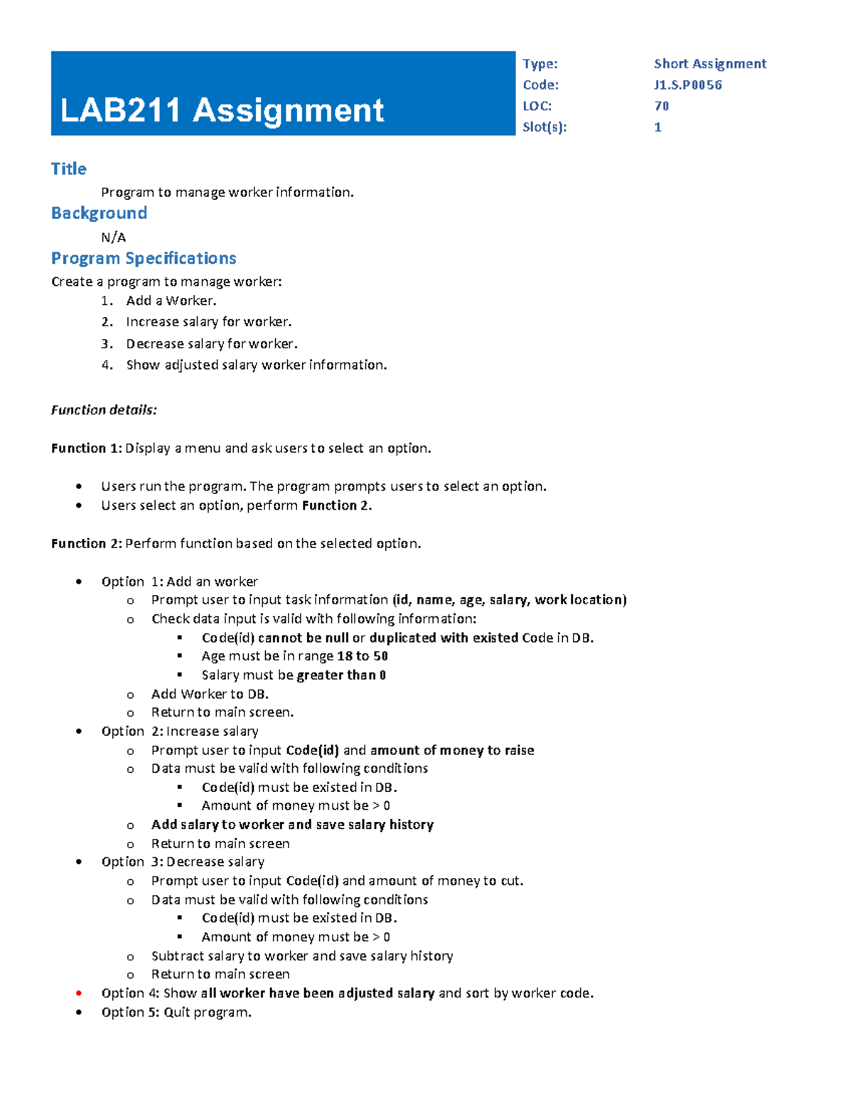 J1.S.P0056-Program to manage worker information - LAB211 Assignment ... J1.S.P0056-Program to manage worker information - LAB211 Assignment ...