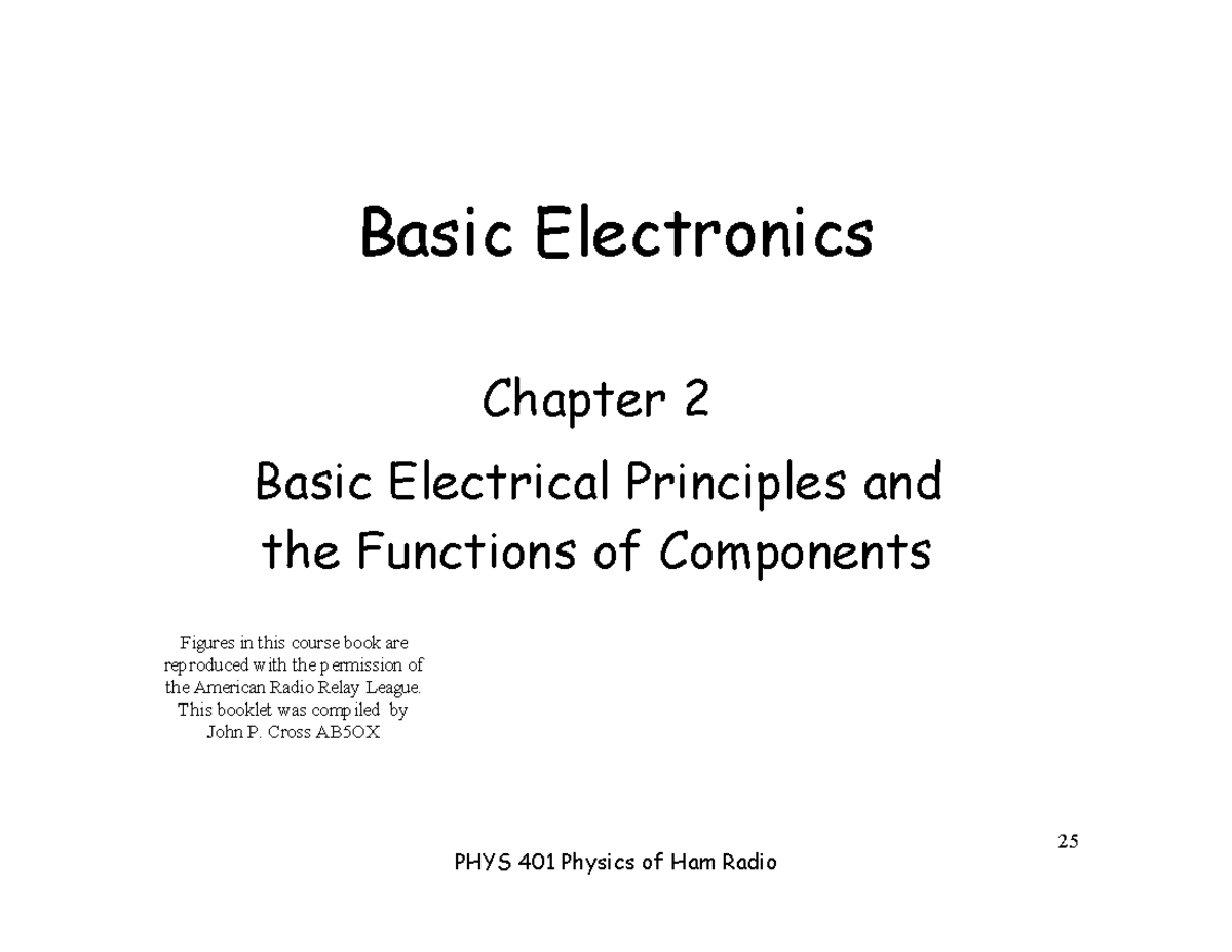 Basic Electronics - 25 Basic Electronics Chapter 2 Basic Electrical ...