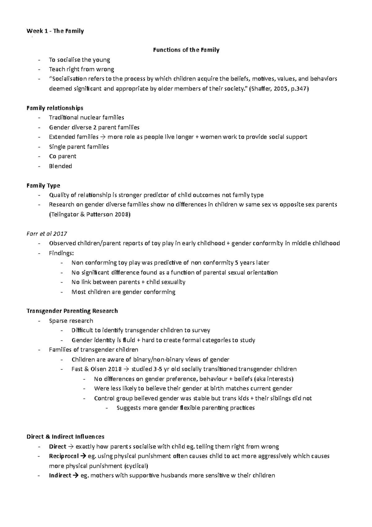 Week 1 - The Family - Lecture notes week 1 sem 1 2023 - Week 1 - The ...