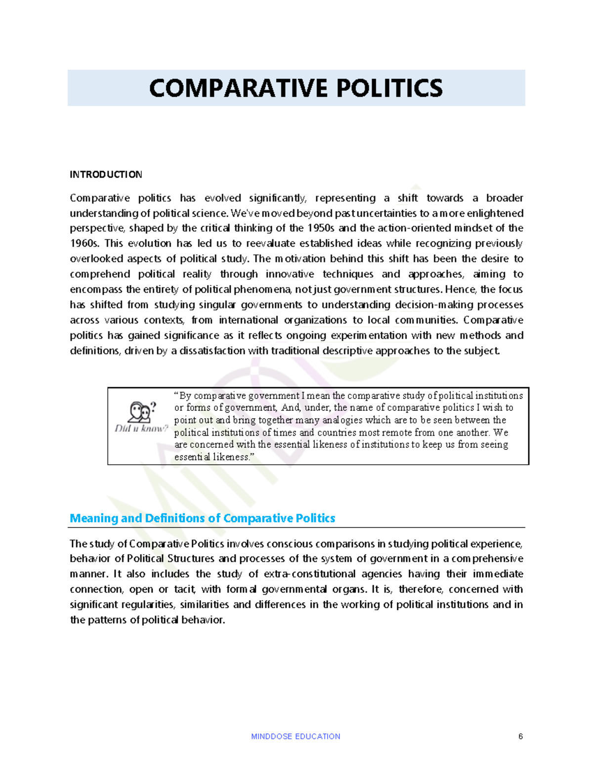 Comparative Politics - MA - COMPARATIVE POLITICS INTRODUCTION ...