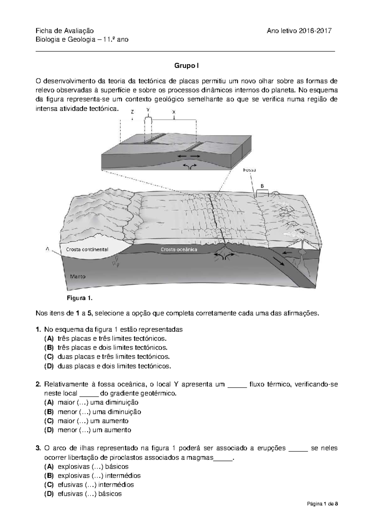 BG11 Teste Global - Ficha de Avaliação Ano letivo 2016- Biologia e ...