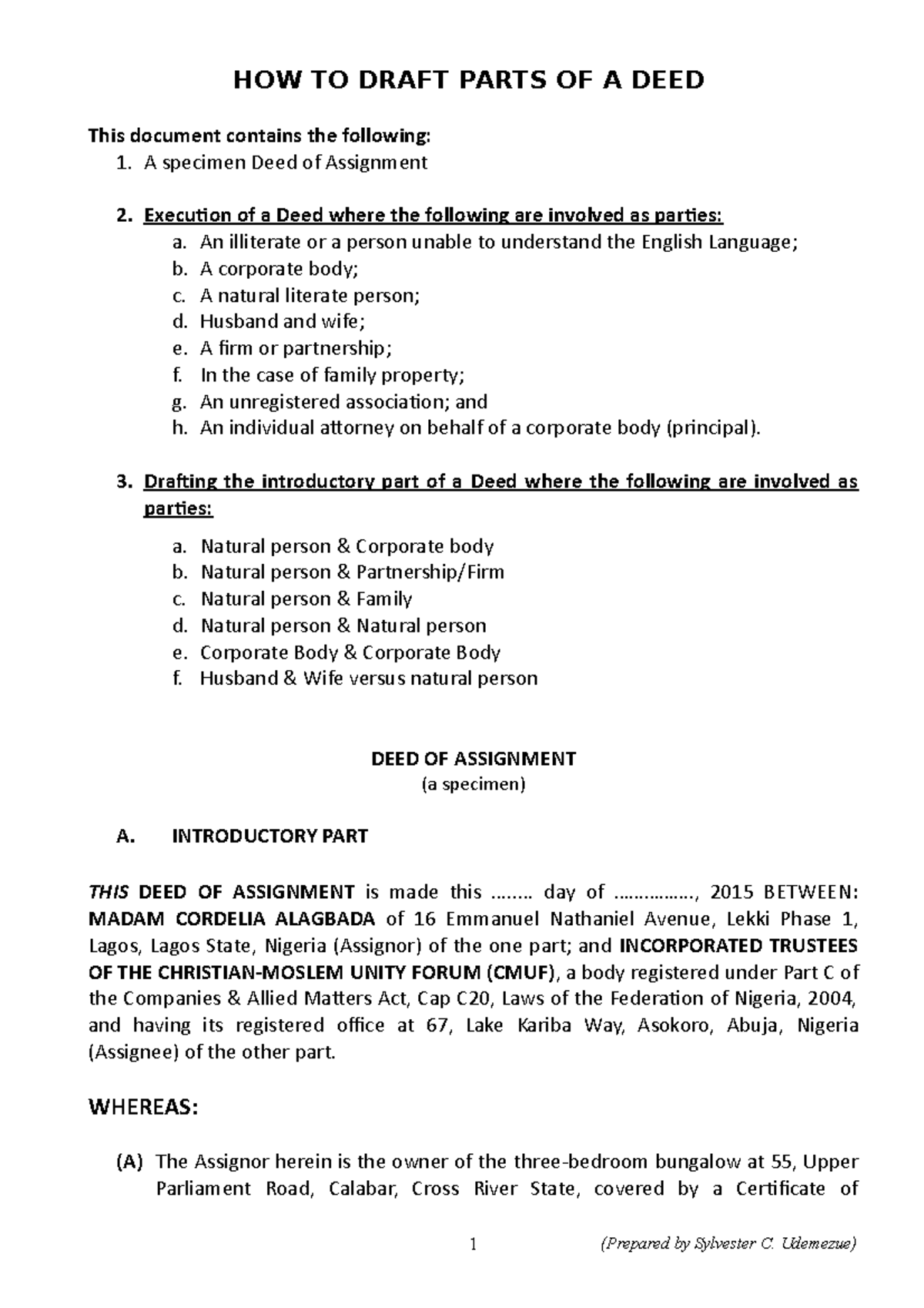++ Drafting Parts OF A DEED - HOW TO DRAFT PARTS OF A DEED This ...