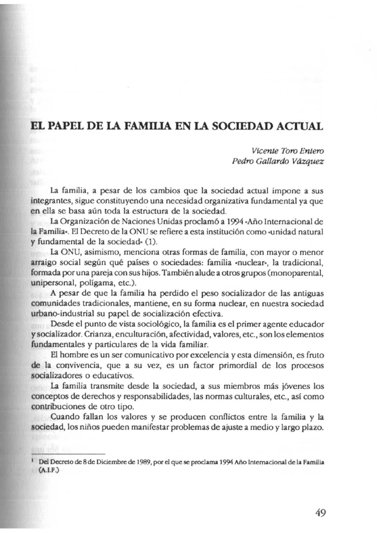 El papel de la familia en la sociedad actual - Sociologia - Studocu