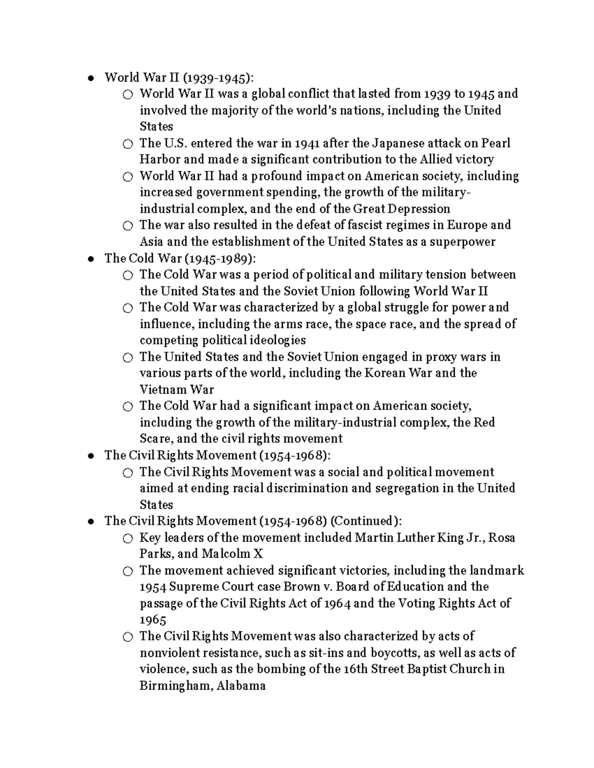 Twentieth Century American History notes - World War II (1939-1945 ...