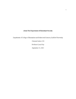 Criminal Justice Case Paper - CHBS, Radford University CRJU 100 ...