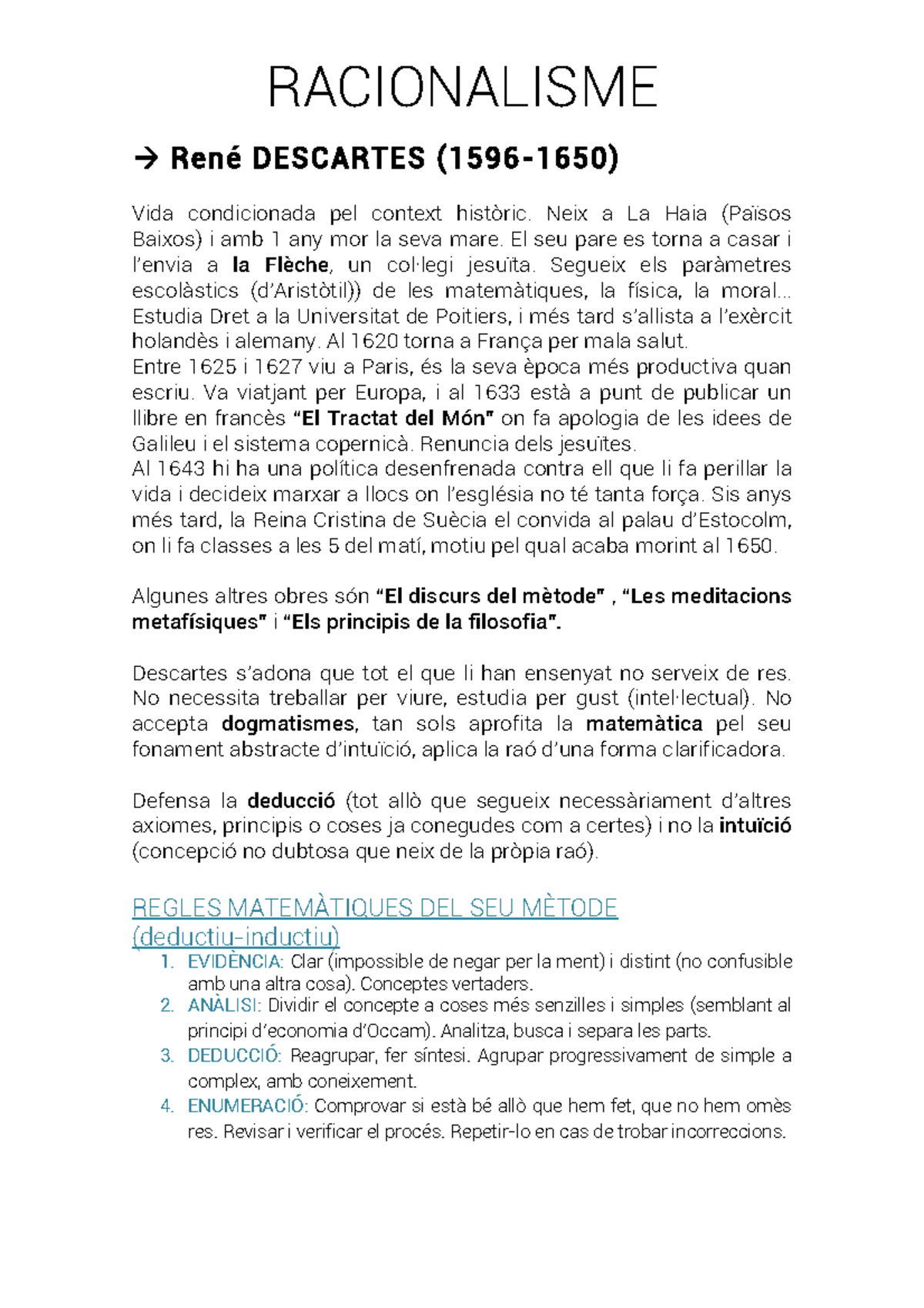 Filo 2n trim, part 1 - RACIONALISME à René DESCARTES ( 1596 - 1650 ...
