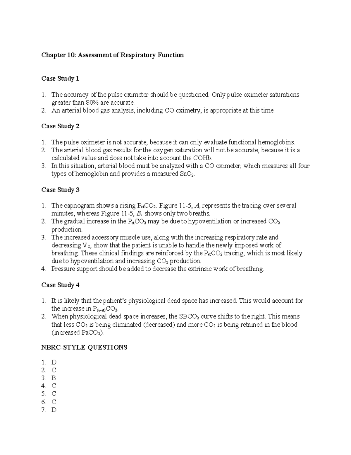 Hw8-1 - Hw8-1 - Chapter 10: Assessment of Respiratory Function Case ...