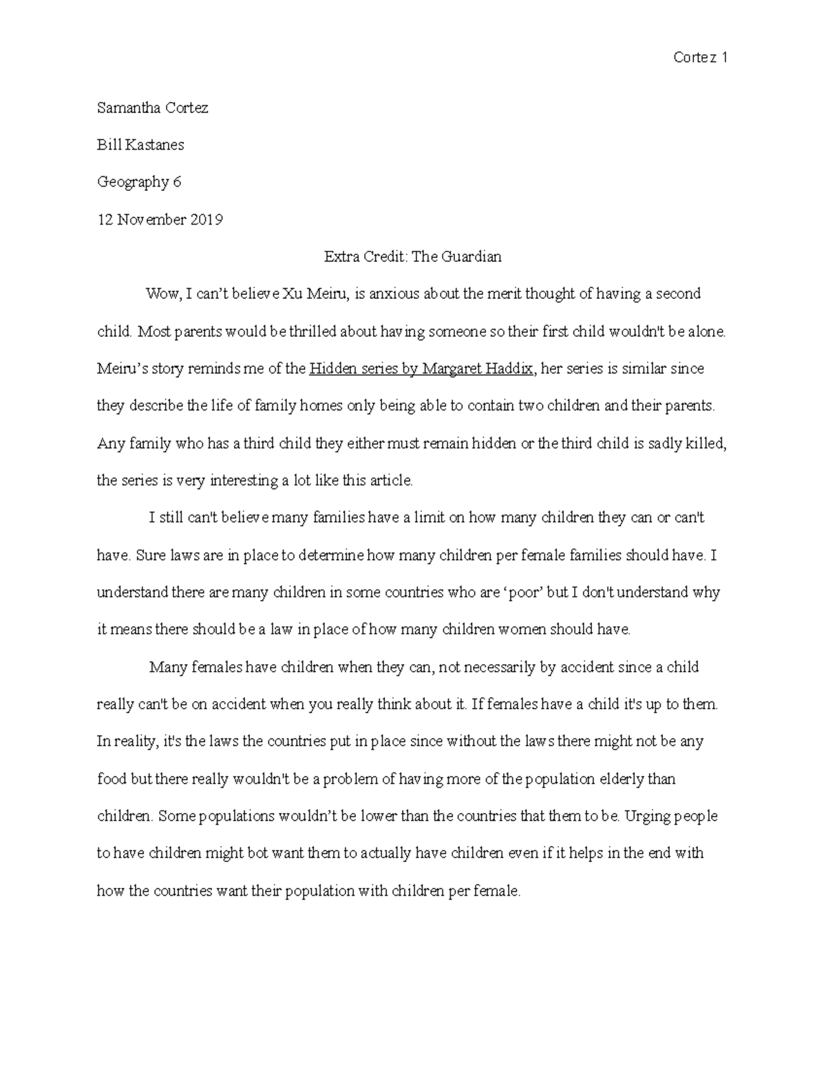 The Guardian - notes - Cortez 1 Samantha Cortez Bill Kastanes Geography ...