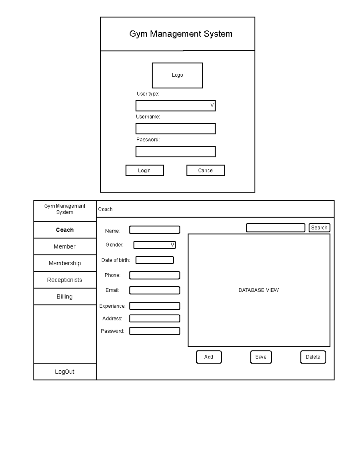Untitled Diagram-Page-2 - Username: Password: Gym Management System Gym ...