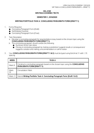 CEL 2103 - WP TASK 1 - Brainstorm FORM Draft 2 - UPM-CALC/CEL2103/SEM 1 ...