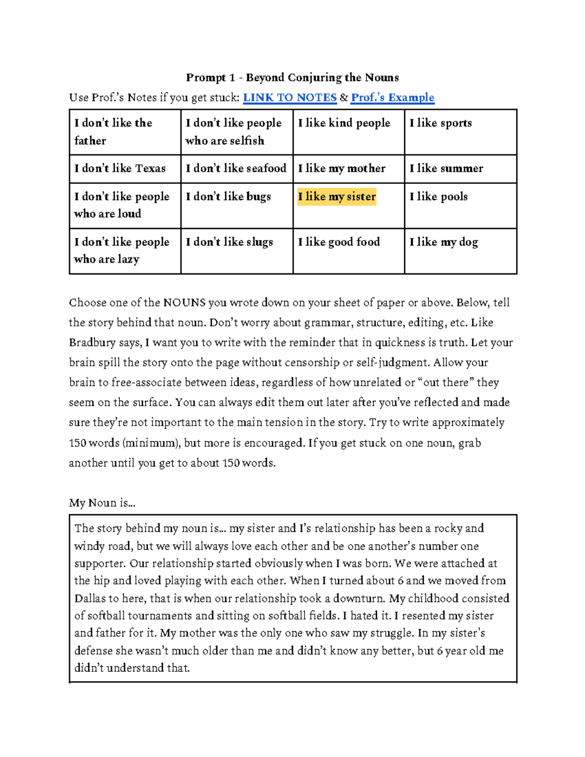 Copy of Prompt 1 - Conjuring the Nouns - Prompt 1 - Beyond Conjuring ...