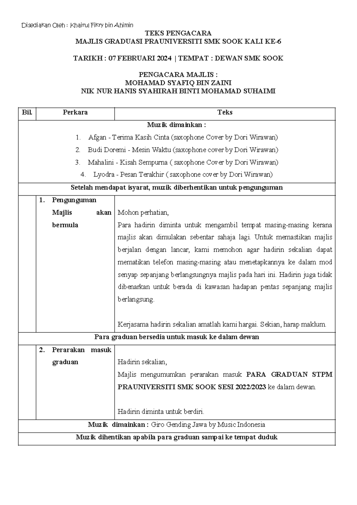 Teks Pengerusi Majlis Konvokesyen 2024 - TEKS PENGACARA MAJLIS GRADUASI ...
