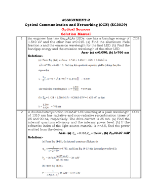 OFC Notes-PPT - Optical Communication and Networking (OCN) (EC3029 ...