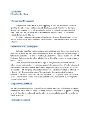 Case Brief Nine - Professor Wiles's class. Cases for class discussion ...