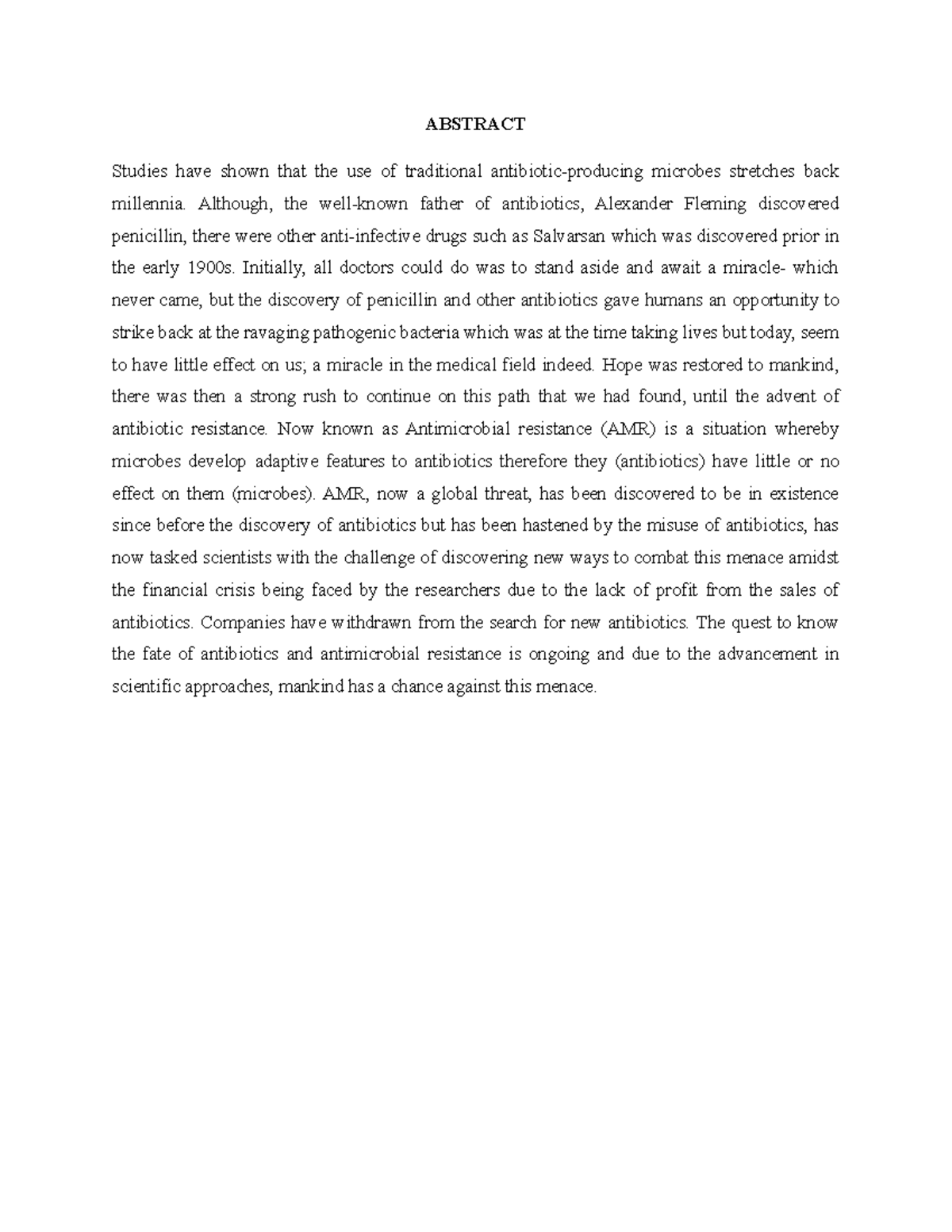 Antibiotics Abstract - i dash you - ABSTRACT Studies have shown that ...