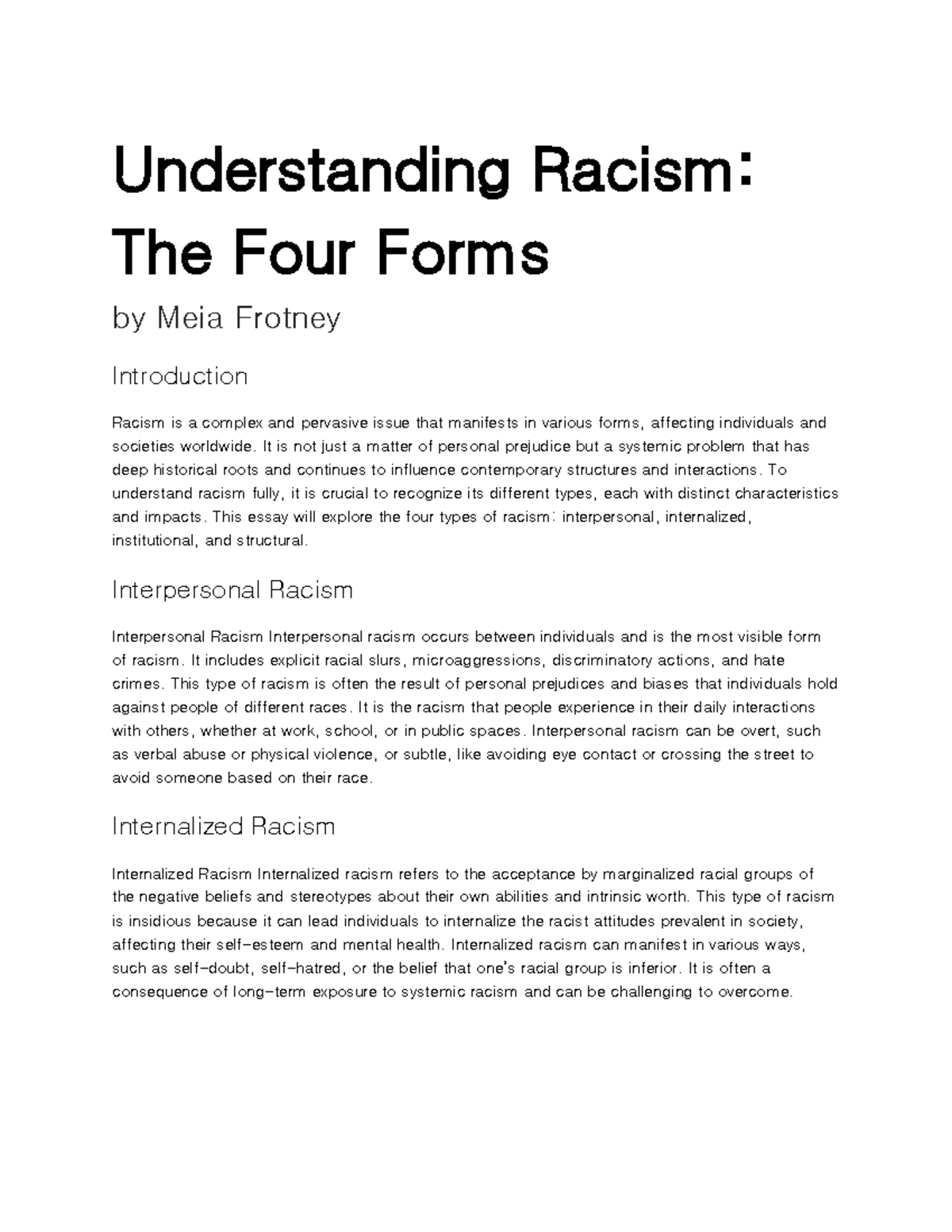 The Four Forms of Racism - Meia F - Understanding Racism: The Four ...