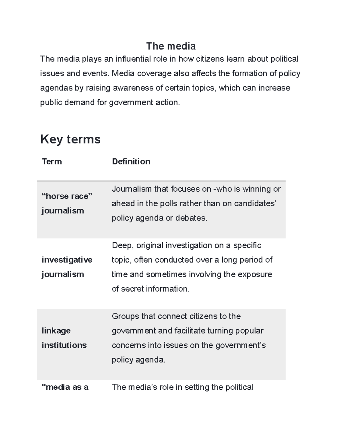 The media - The media The media plays an influential role in how ...