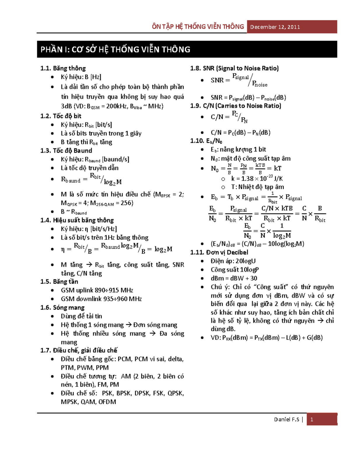 On-tap-HTVT - tong hop kien thuc on thi htvt - Daniel F | 1 PHẦN : CƠ SỞ H TH NG VI N THÔNG Băng ...