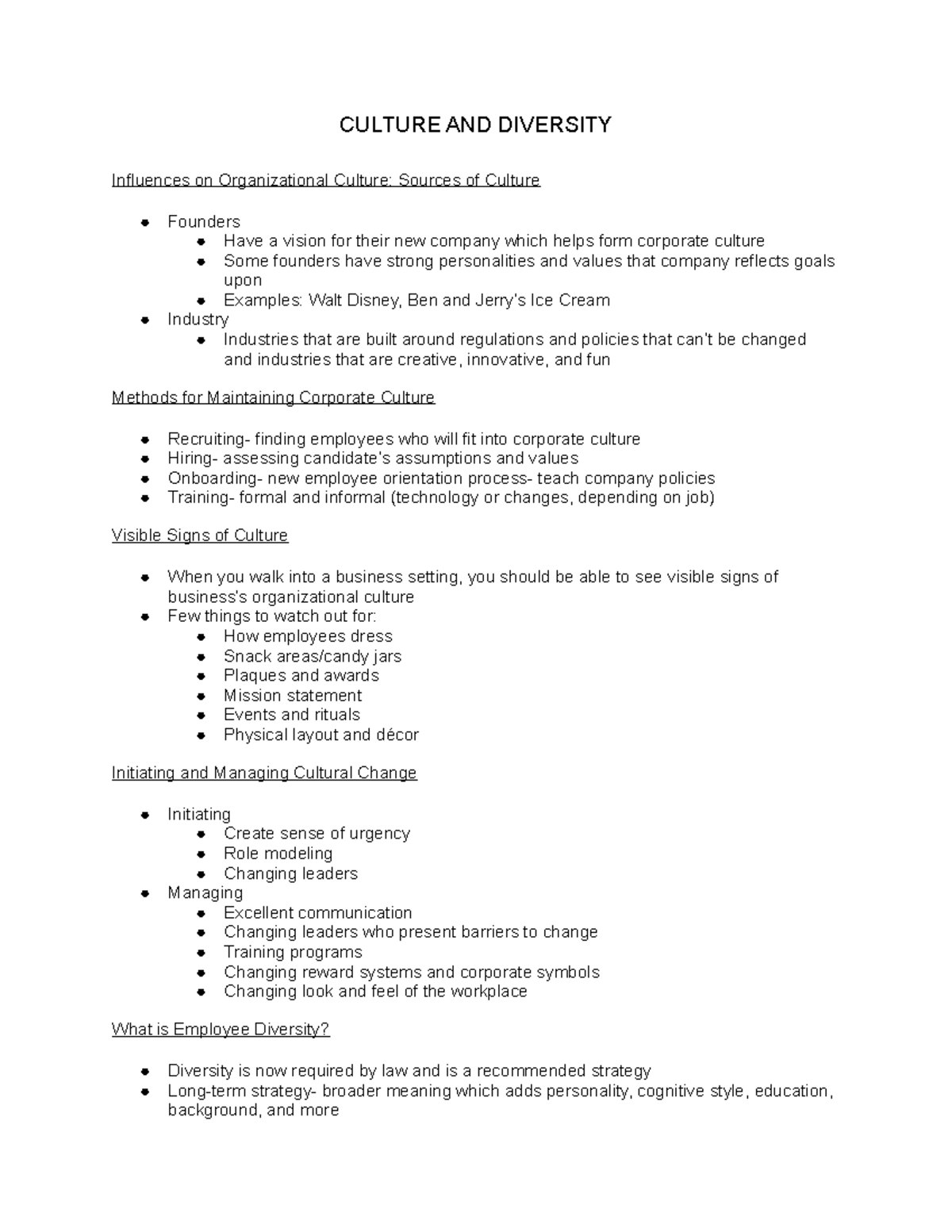 BUS 200 Notes Culture and Diversity Part 2 - CULTURE AND DIVERSITY ...