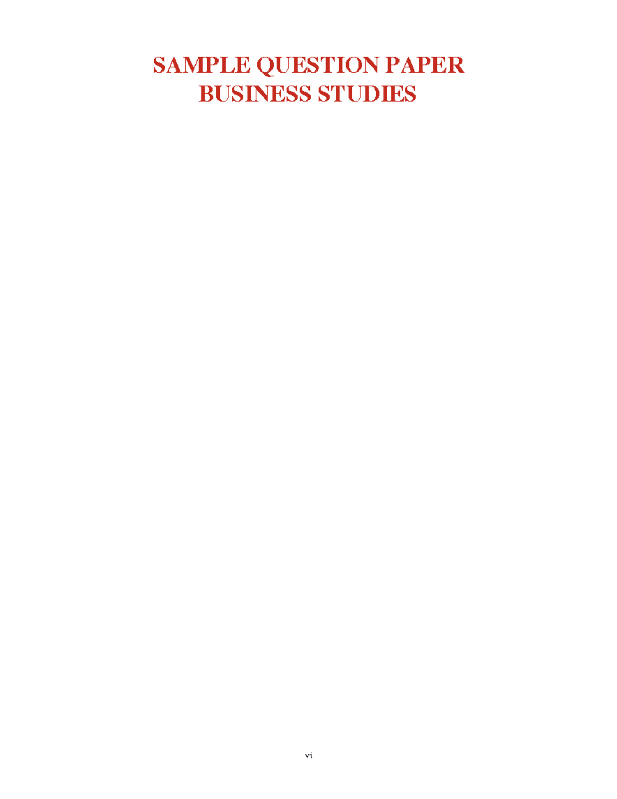 Business studies question paper - SAMPLE QUESTION PAPER BUSINESS ...