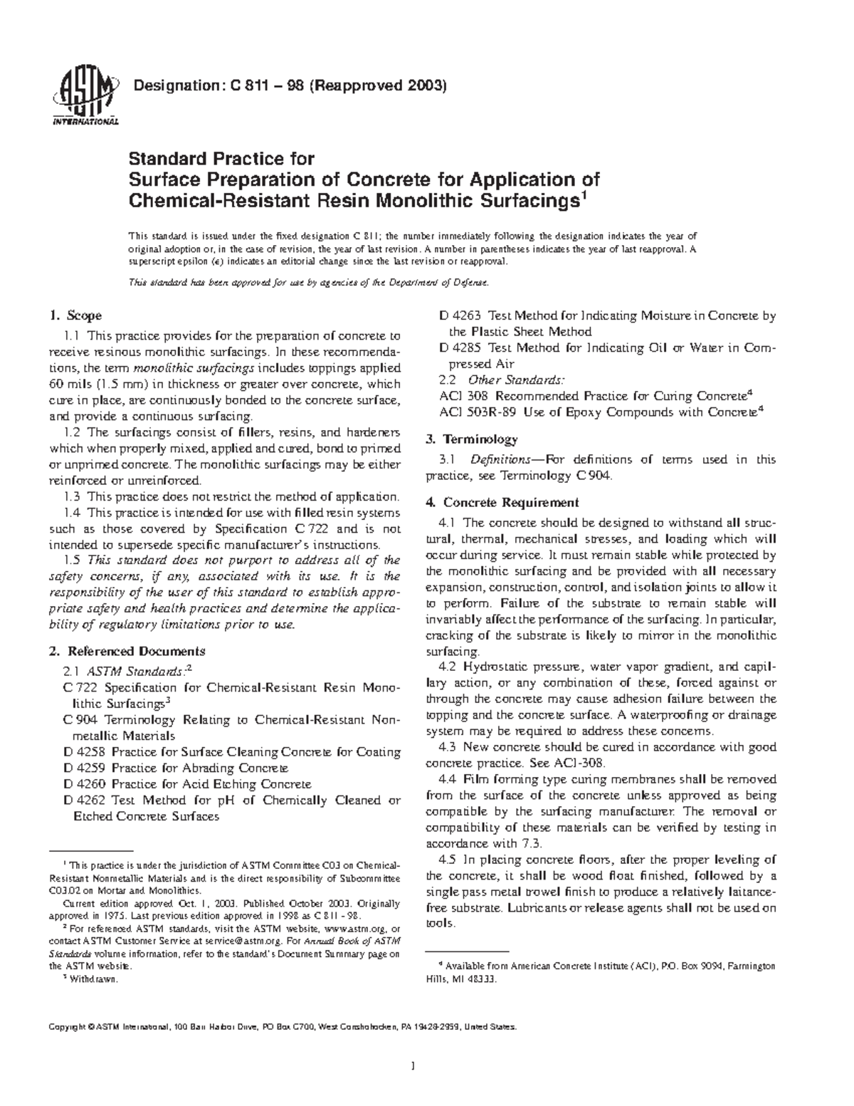 ASTM C811 98 pdf - Australian Standards - Designation: C 811 – 98 (Reapproved 2003) Standard ...