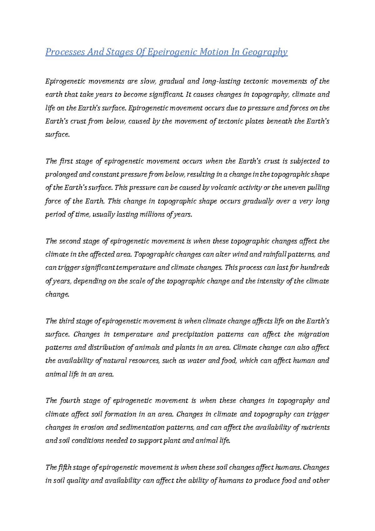 Processes And Stages Of Epeirogenic Motion In Geography - Processes And ...