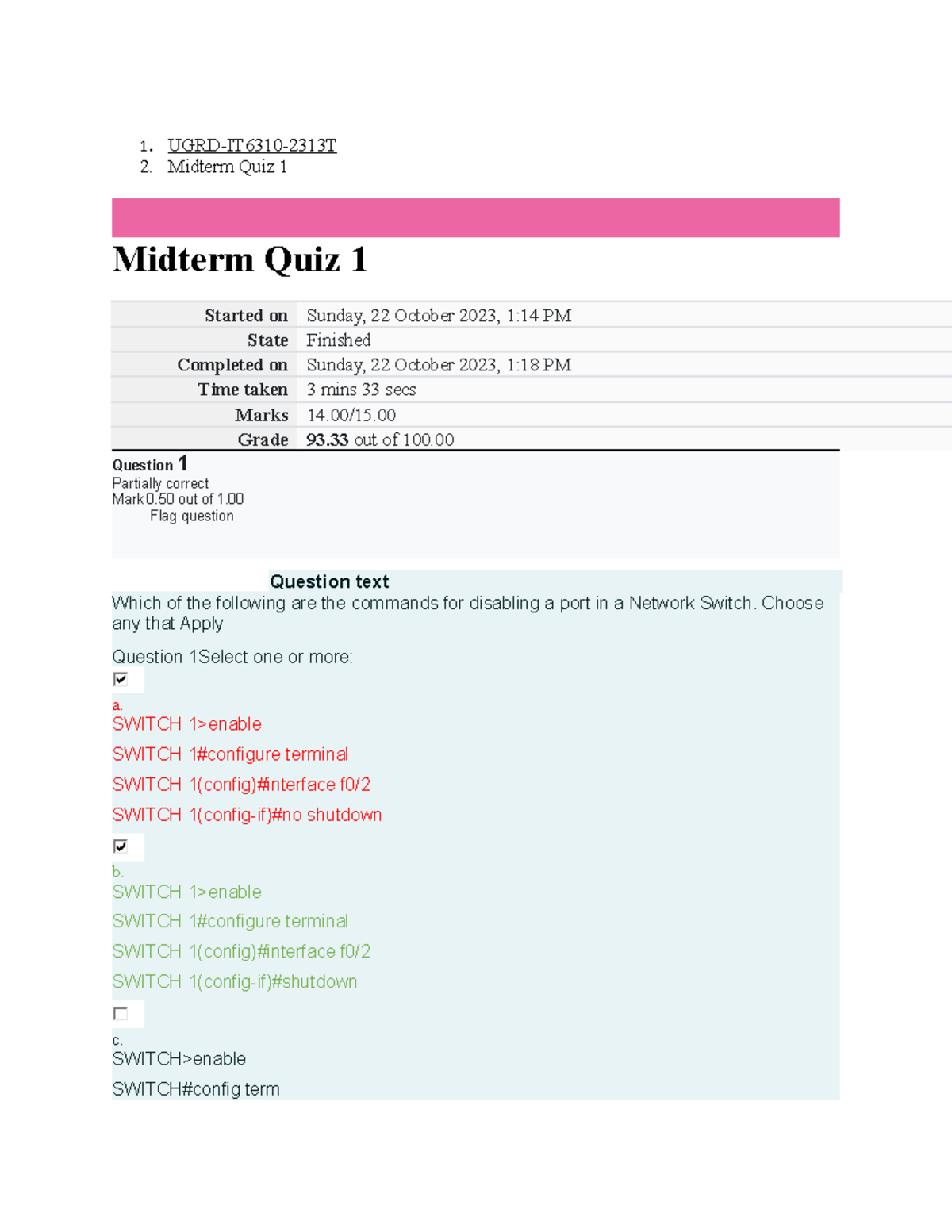 UGRD-IT6310 Network Security Midterm Quiz 1 - 1. UGRD-IT6310-2313T 2. Midterm Quiz 1 Midterm ...