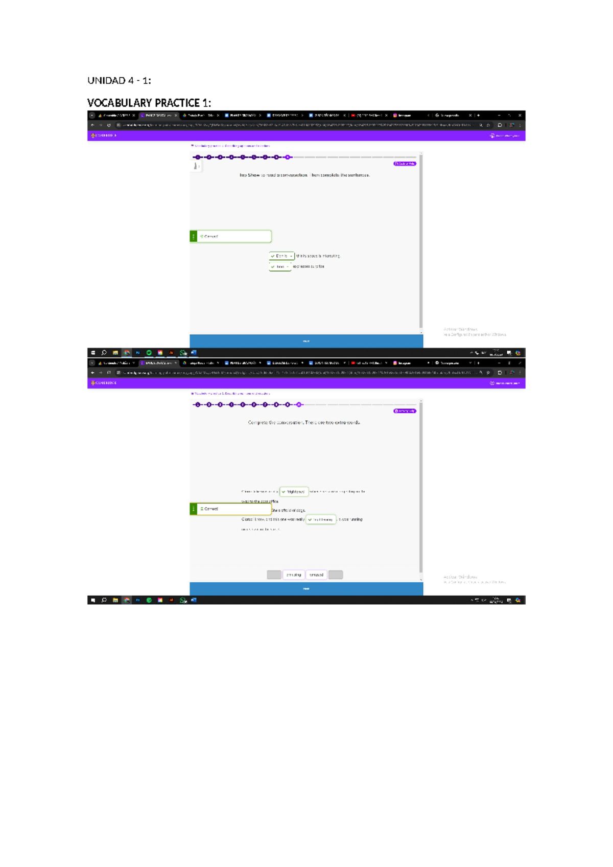 Unidad 4 Lesson 1 - English 3 - UNIDAD 4 - 1: VOCABULARY PRACTICE 1 ...