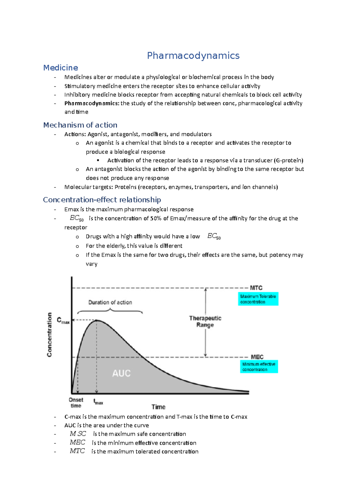 Pharmacodynamics - Lecture notes - Pharmacodynamics Medicine Medicines ...