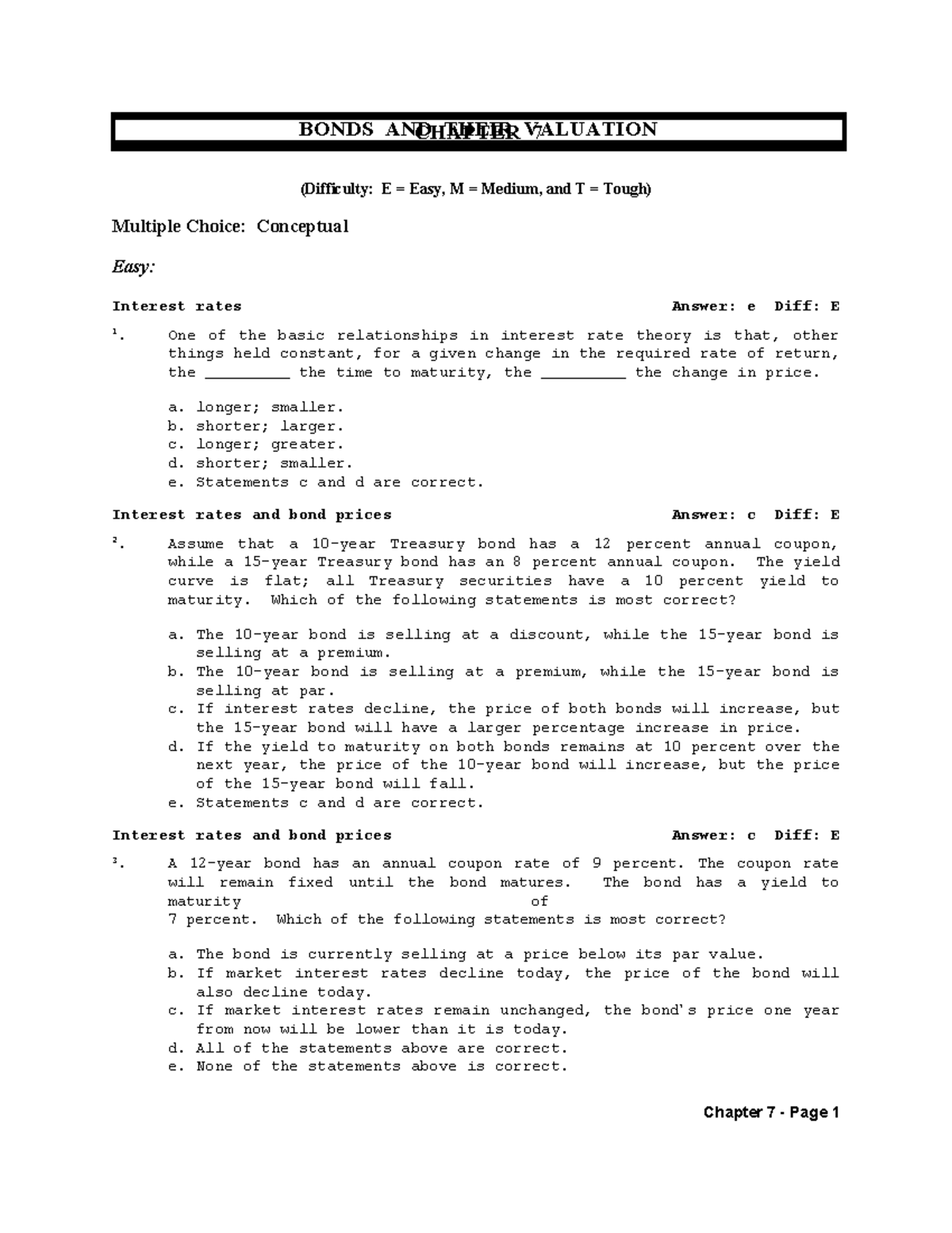 Pdfcoffee - An exercises about bonds and its valuations to help students master the computations ...