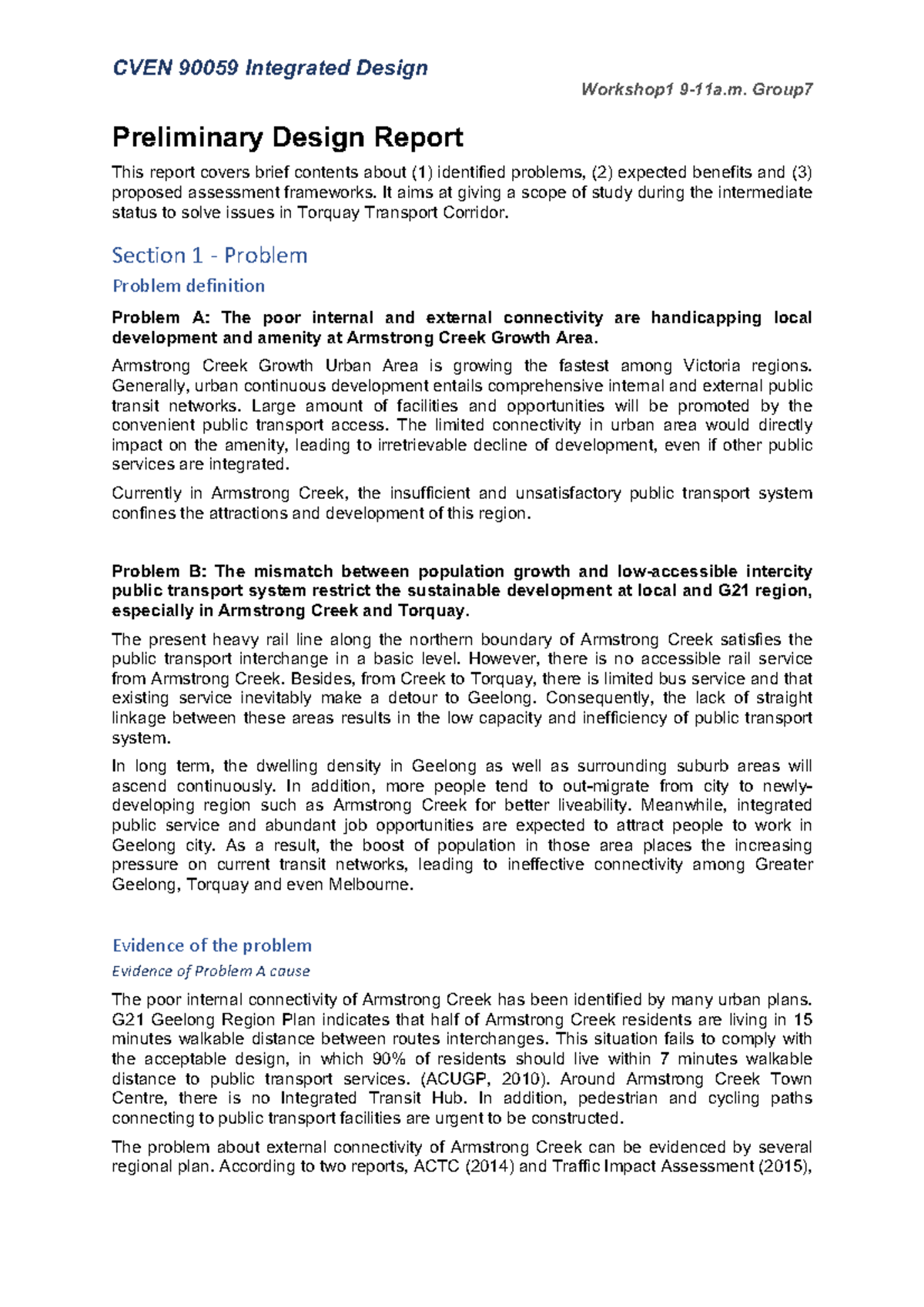 Integrated Design - Infrastructure Preliminary report 1 - Workshop1 9 ...