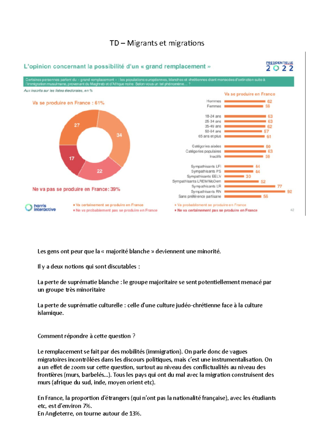 Notes de TD sur les migrants - TD – Migrants et migrations Les gens ont ...