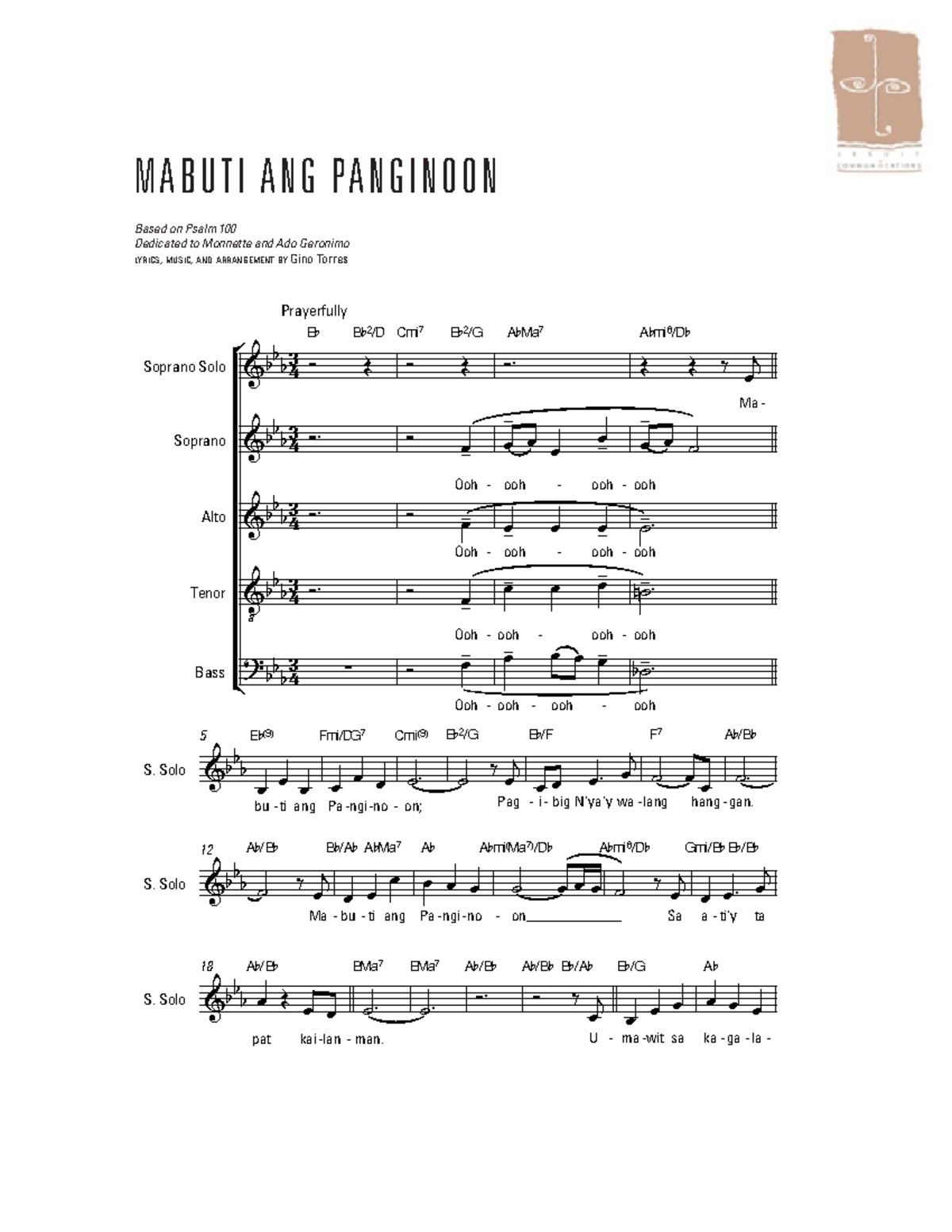 06 Mabuti ang Panginoon - Soprano Solo Soprano Alto Tenor Bass ...