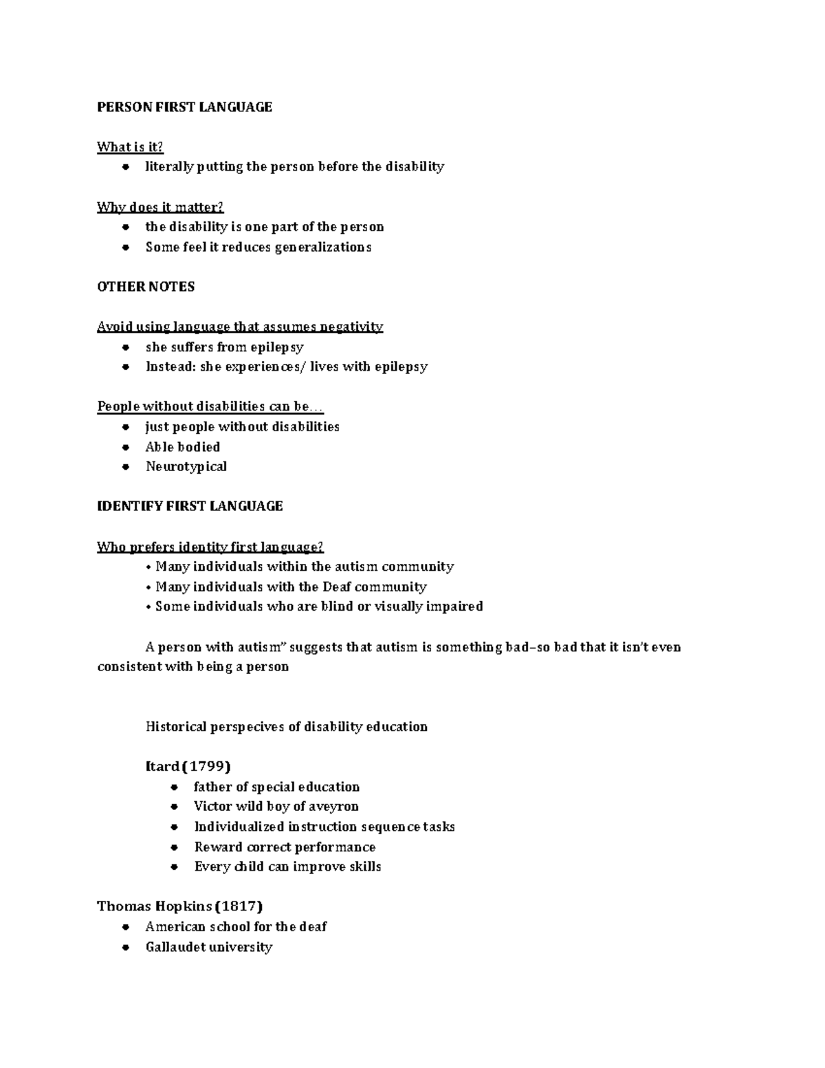 Historical overview of SPED - PERSON FIRST LANGUAGE What is it ...