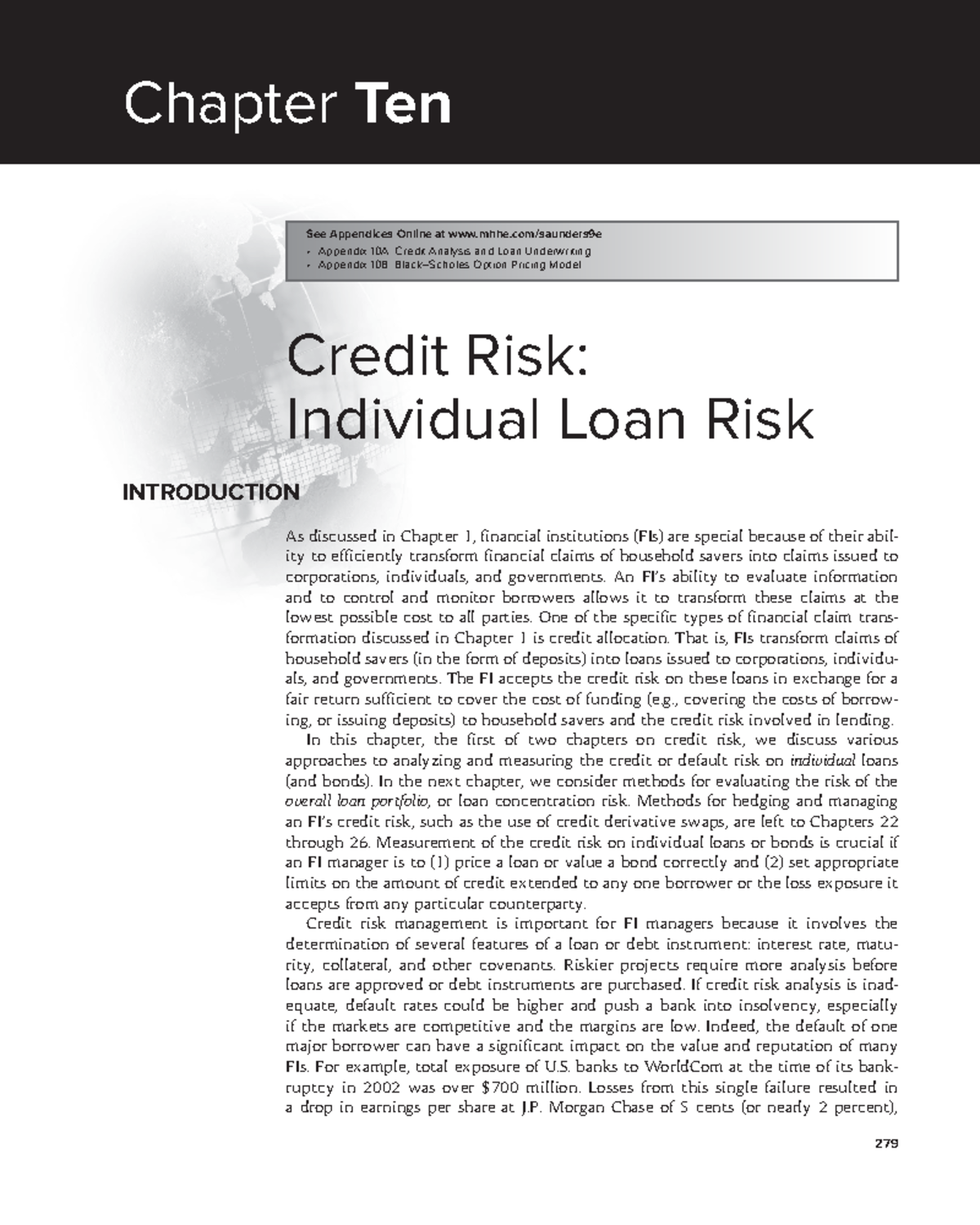 Saunders chapter 10 11 - 279 Chapter Ten See Appendices Online at mhhe ...