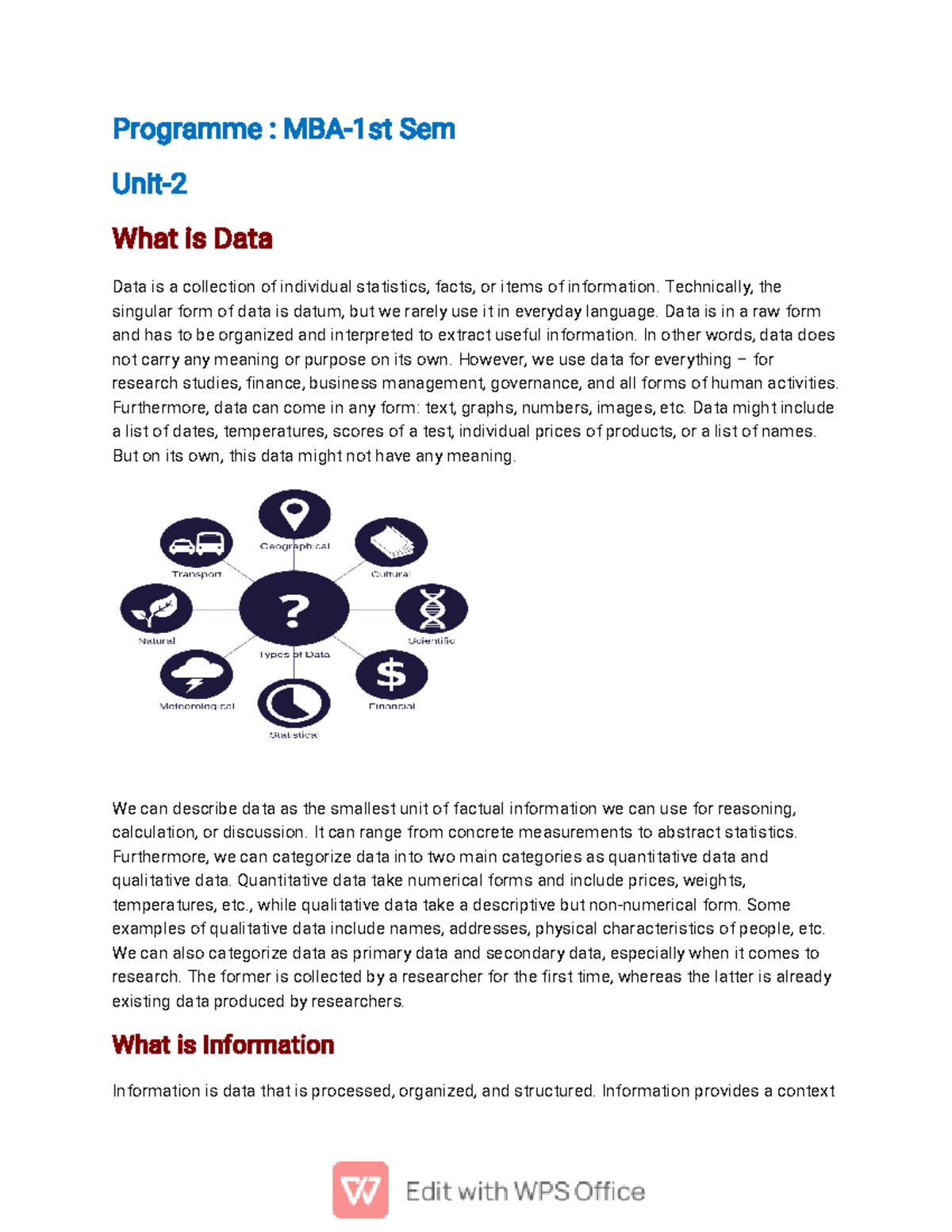 Unit 2-Data&Info - this notes contains complete notes and data and ...