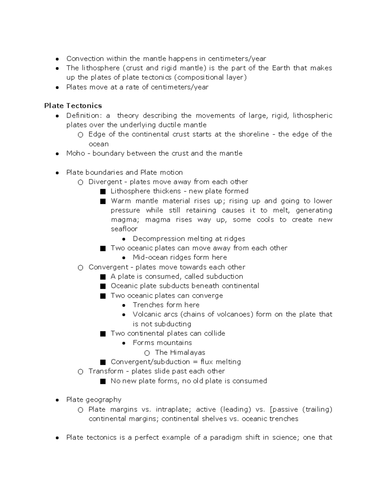 Plate Tectonics - Convection within the mantle happens in centimeters ...