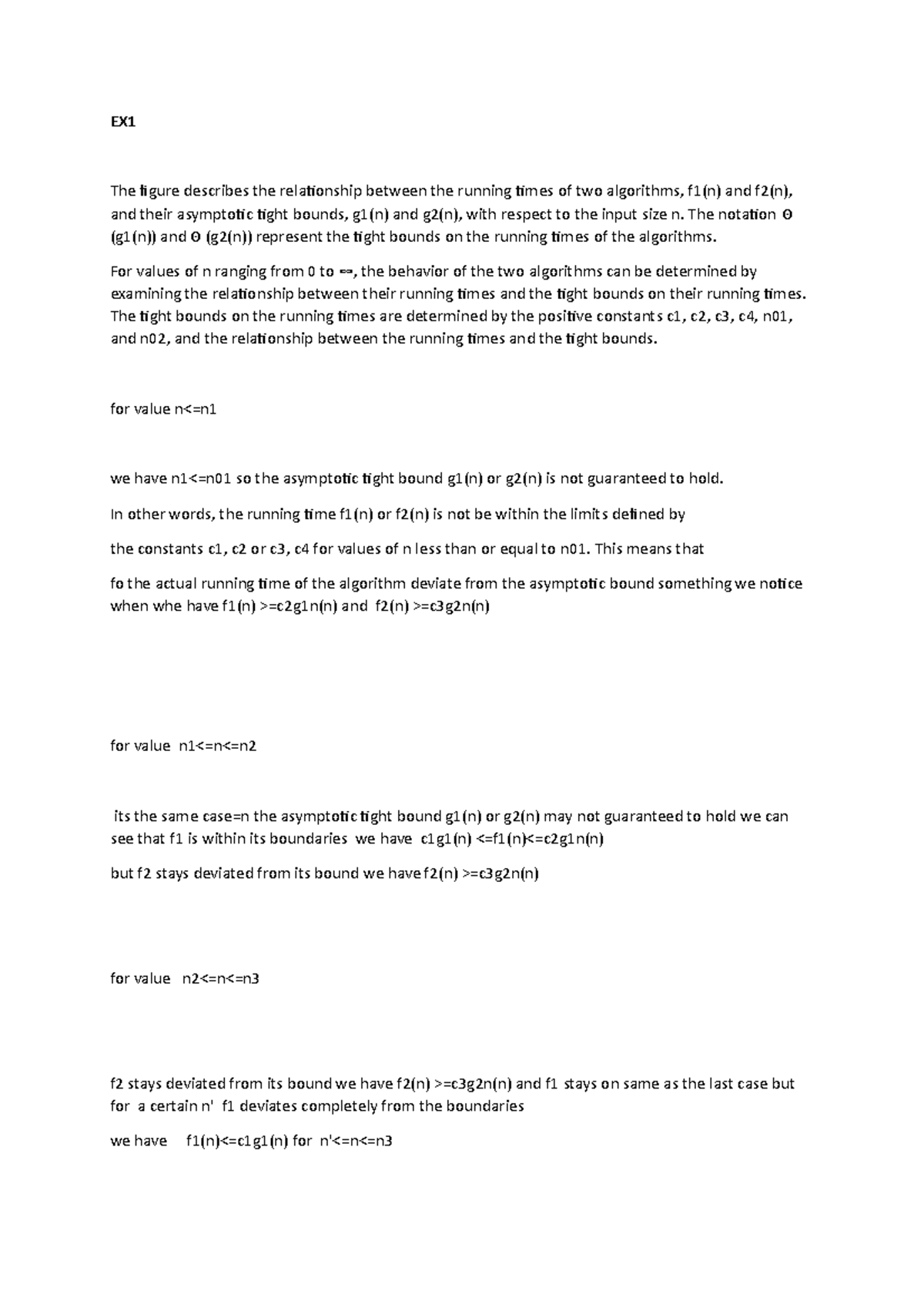 Assignment 1 - EX The figure describes the relationship between the running times of two ...