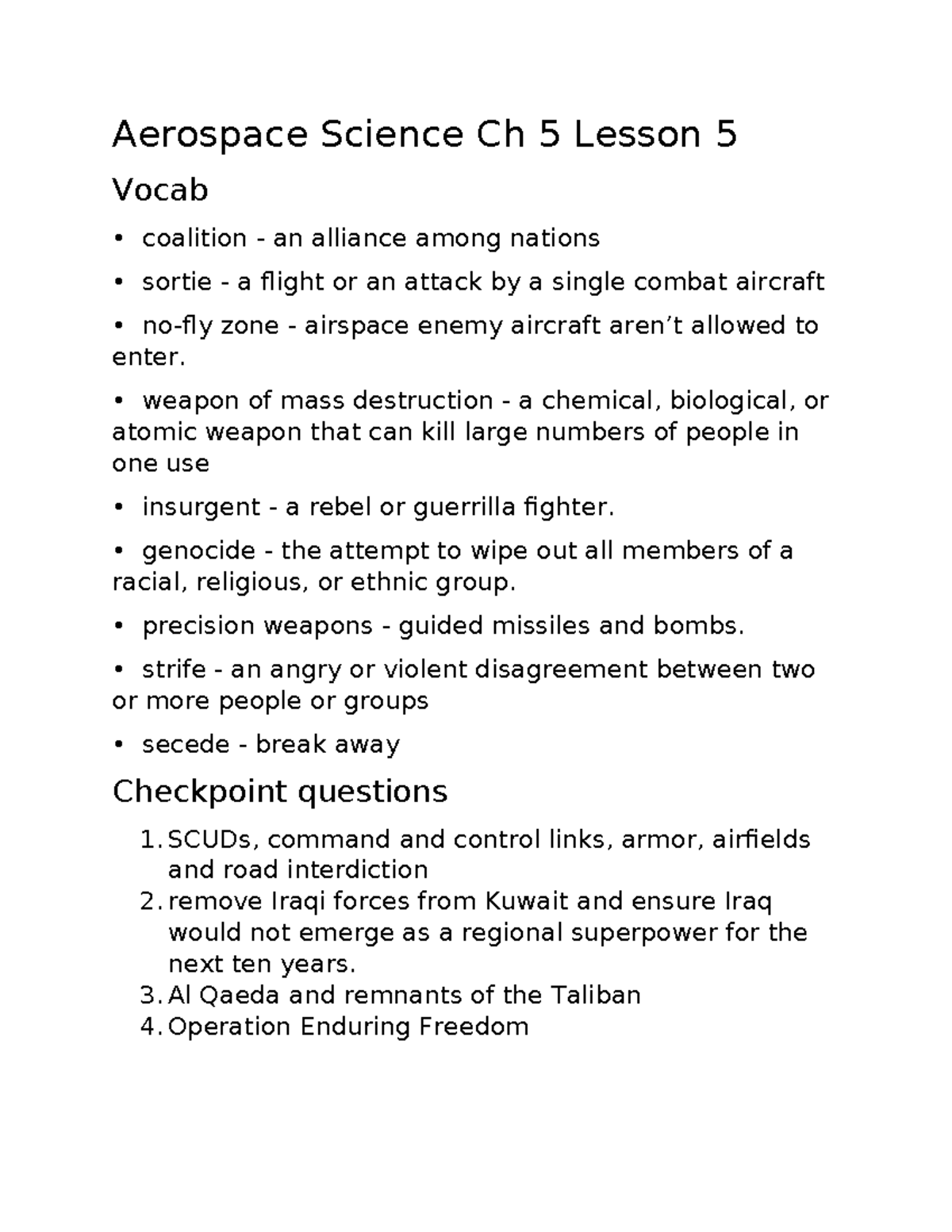 Aerospace Science Ch 5 Lesson 5 - Aerospace Science Ch 5 Lesson 5 Vocab ...