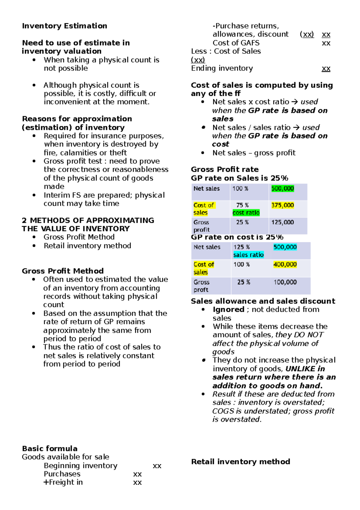 4 Inventory Estimation Intermediate Accounting Reviewer - Inventory ...