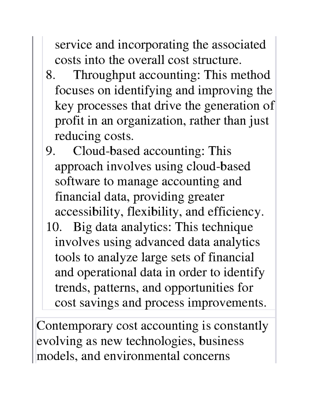 Cost acc 4-end - Cost acc full notes - service and incorporating the ...